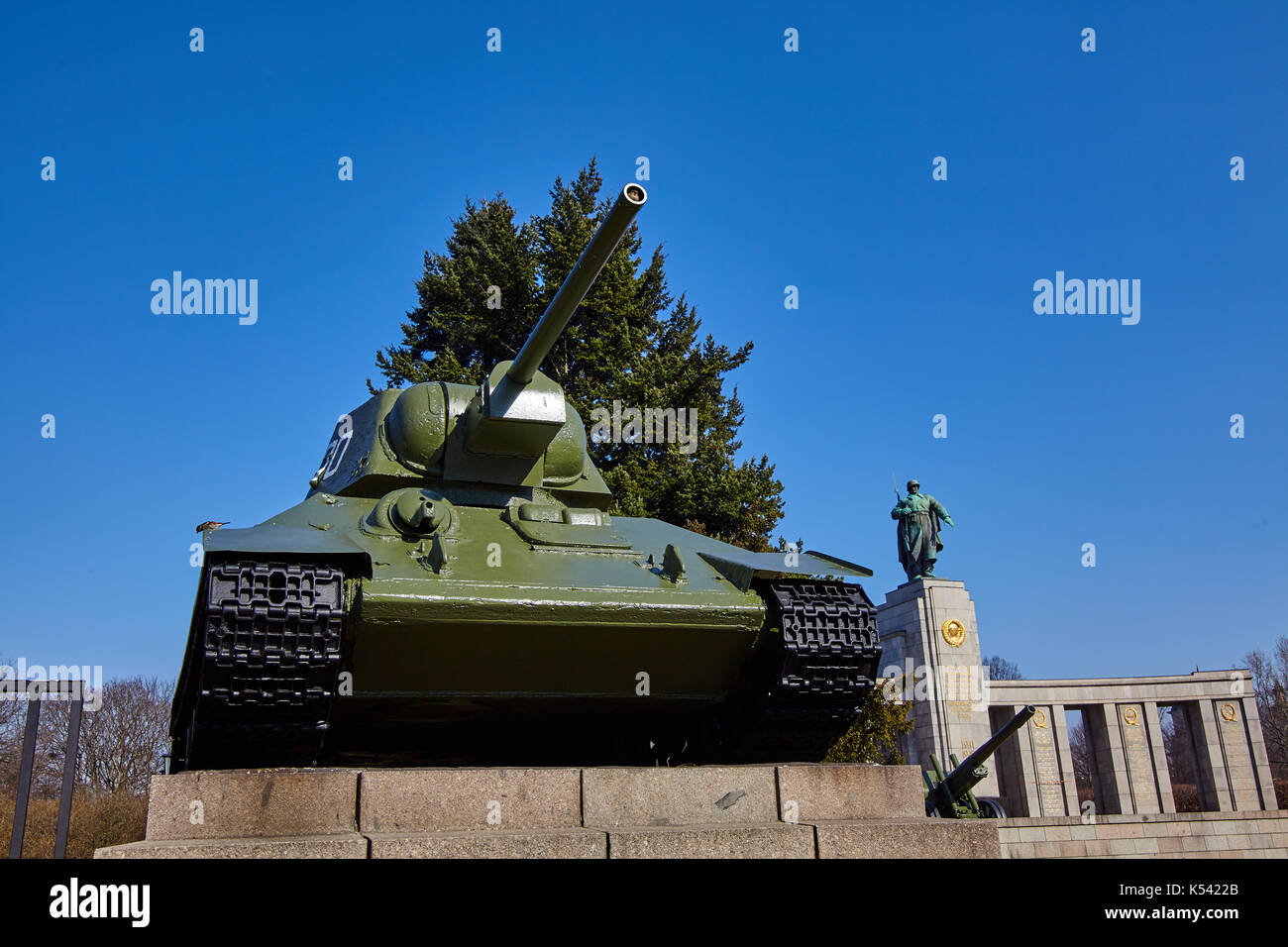 Soviet tank memorial in Berlin. Architectural detail of the Soviet War ...