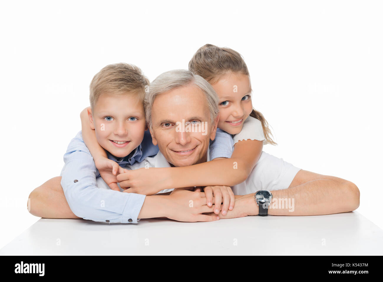 happy grandfather with grandchildren Stock Photo - Alamy