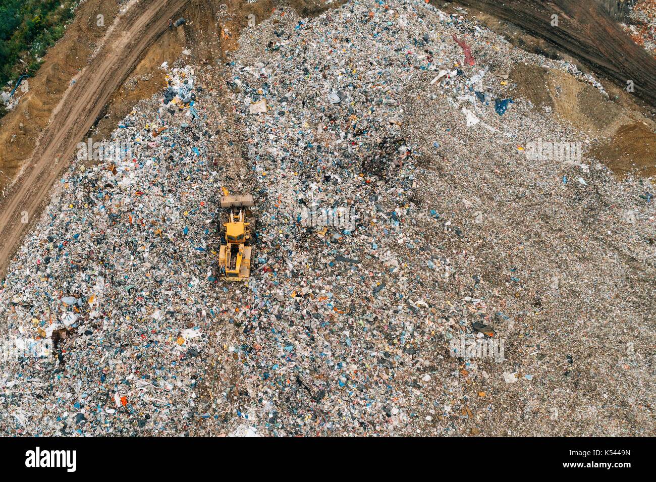 Aerial view of landfill. Waste, consumerism and contamination concept ...