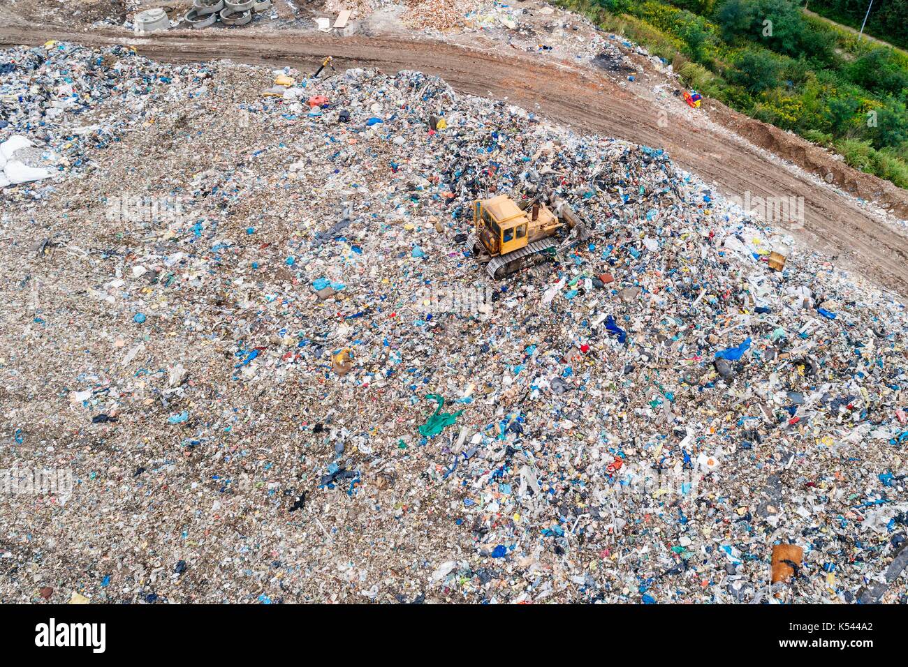 Aerial view of landfill. Waste, consumerism and contamination concept ...