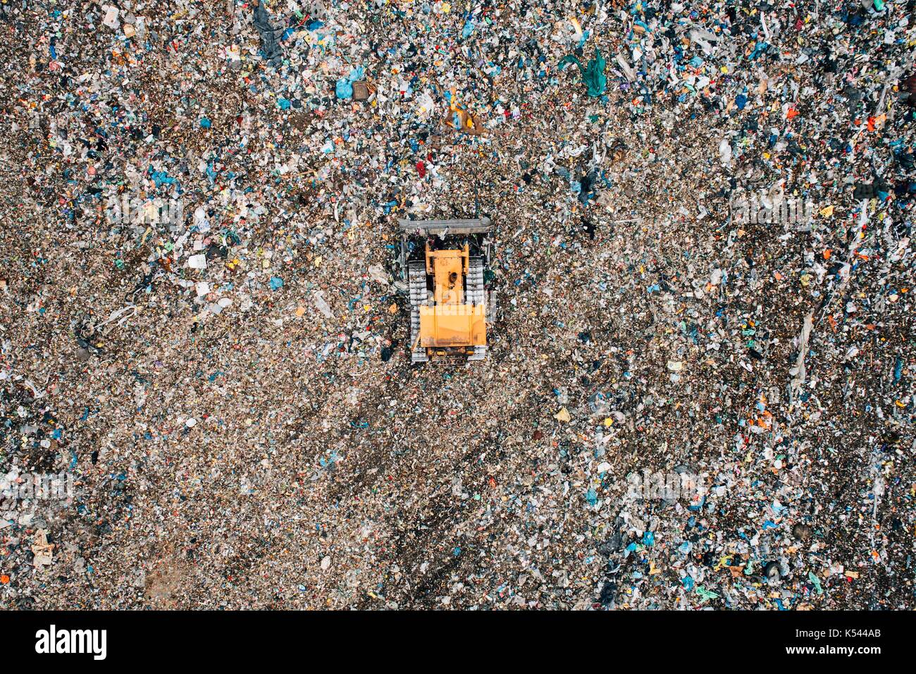 Aerial view of landfill. Waste, consumerism and contamination concept ...