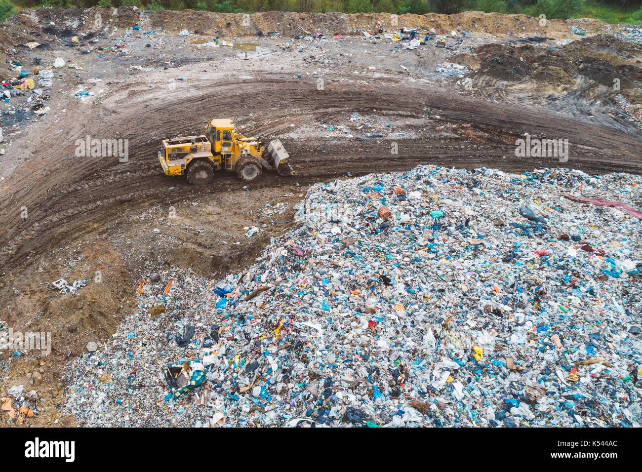 Aerial view of landfill. Waste, consumerism and contamination concept ...