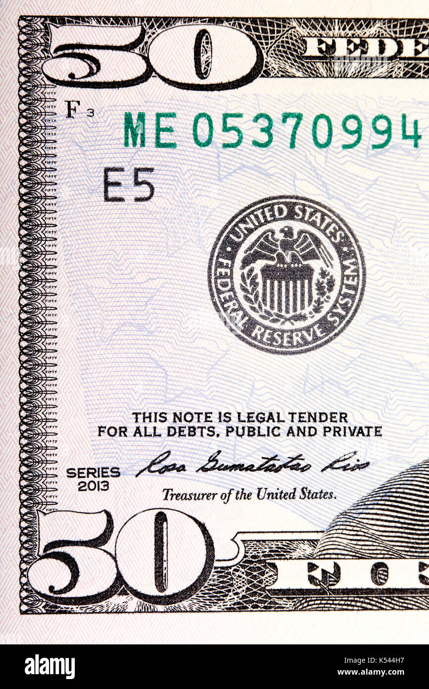 Macro shot number 50 on the U.S. dollar. High quality texture on macro ...