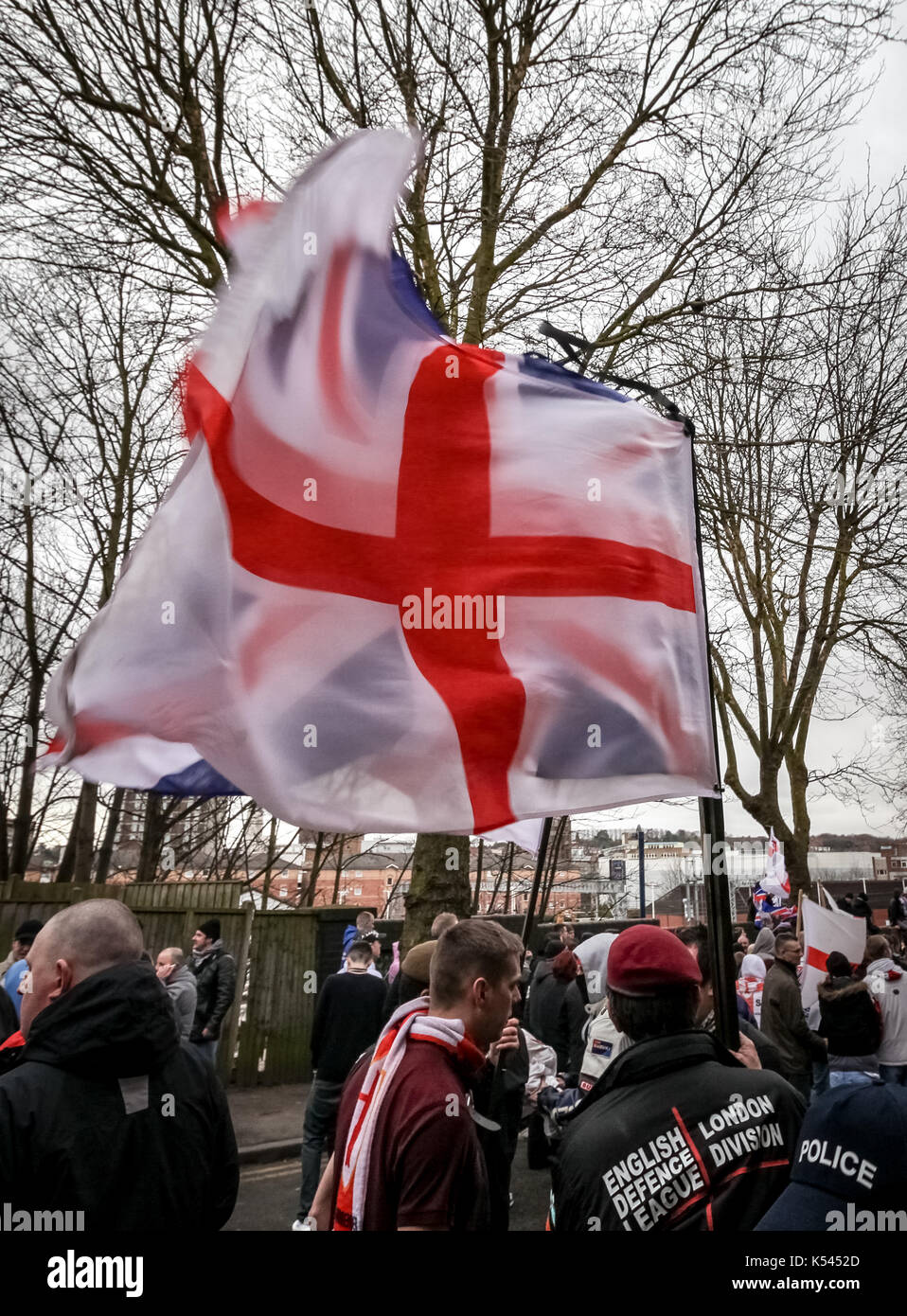 English Defence League (EDL) protest march in Luton town, Bedfordshire ...