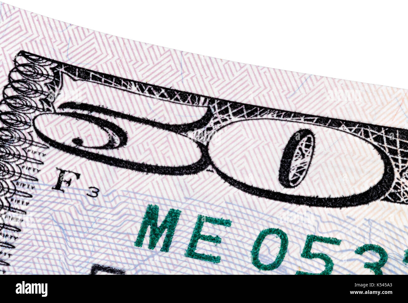 A stack of fifty 50 dollar bills on white background. Macro photo Stock ...