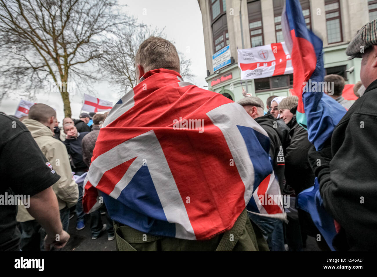 English Defence League (EDL) protest march in Luton town, Bedfordshire ...