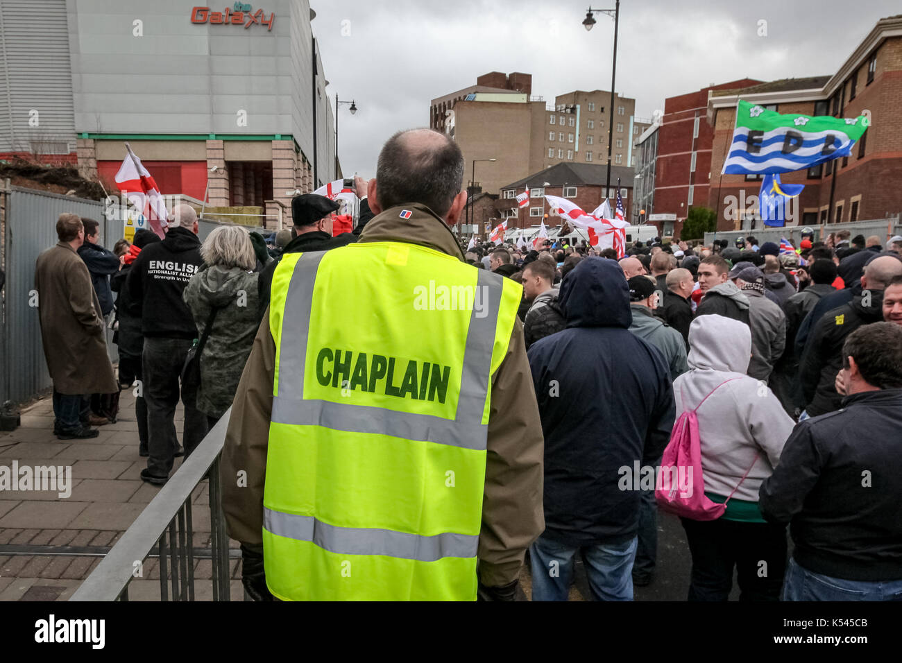 English Defence League (EDL) protest march in Luton town, Bedfordshire ...