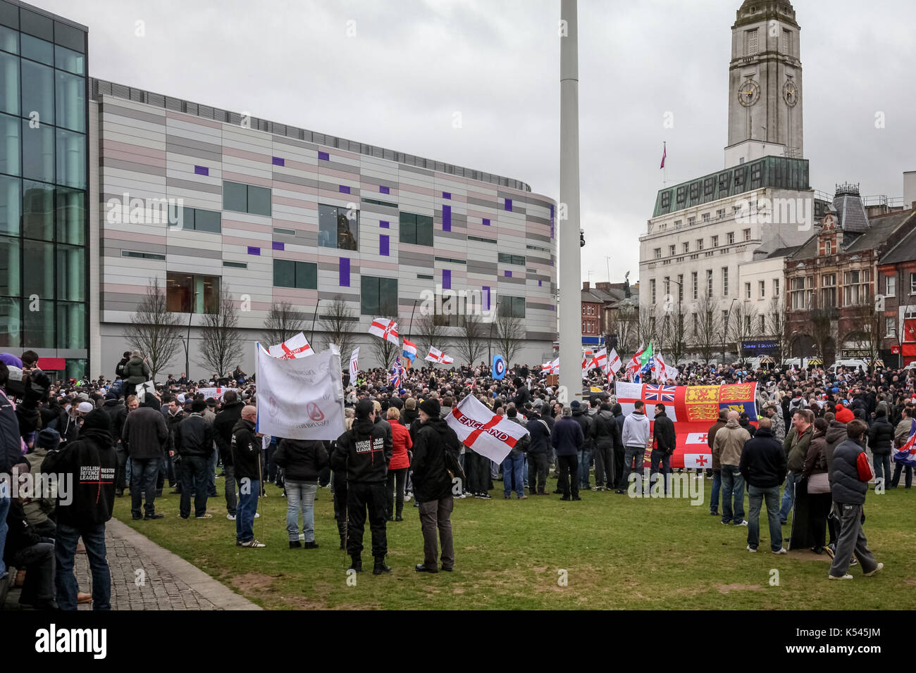 English Defence League (EDL) protest march in Luton town, Bedfordshire ...