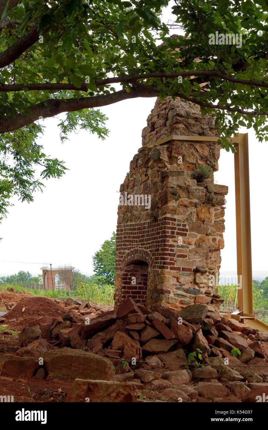 Chimney ruins of a work building at Thomas Jefferson's estate ...