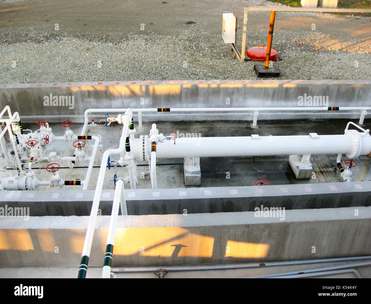 Heat exchangers in a refinery. The equipment for oil refining Stock ...