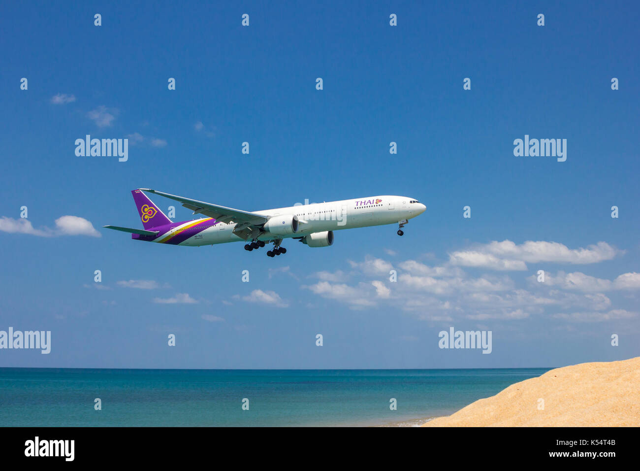 Phuket,Thailand - February 16, 2016: Thaiairway landing at Phuket ... Phuket,Thailand - February 16, 2016: Thaiairway landing at Phuket ...
