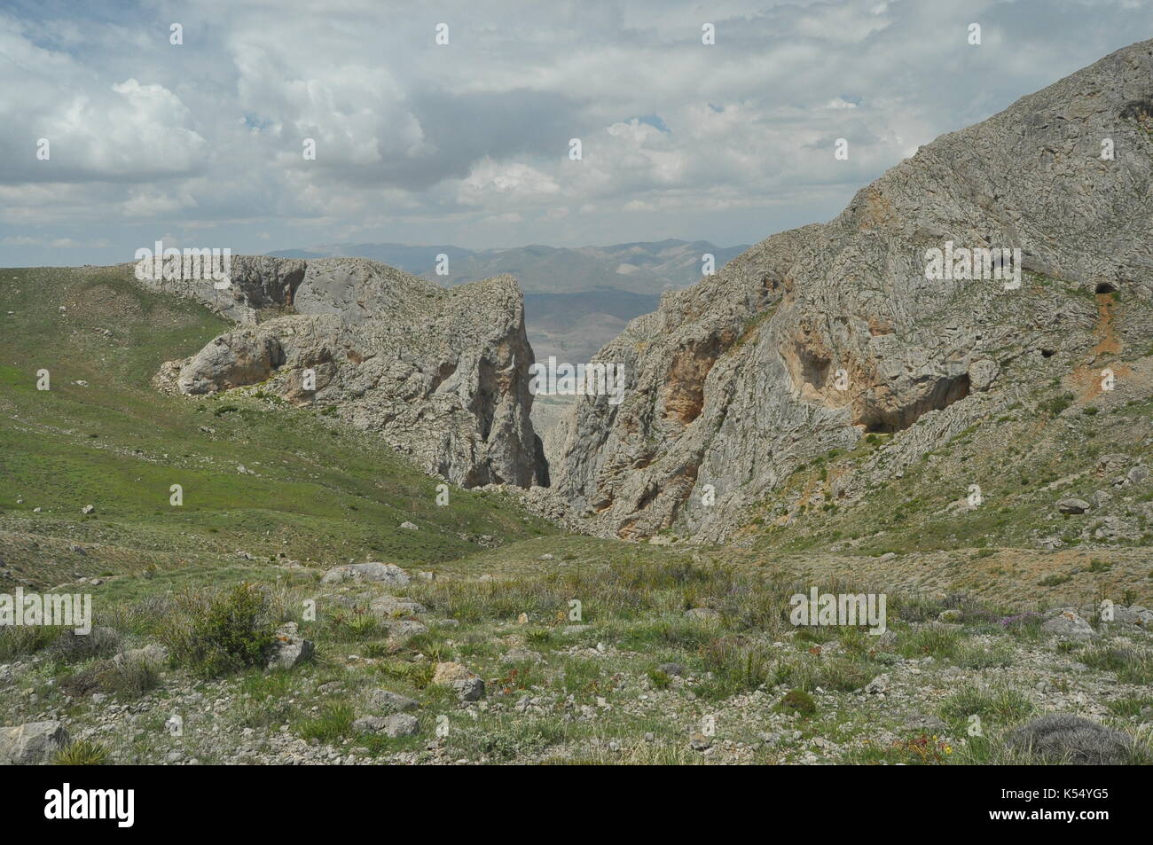 Taurus Mountains. Turkey. Steep cliffs and gorge. Snow-capped peaks ...