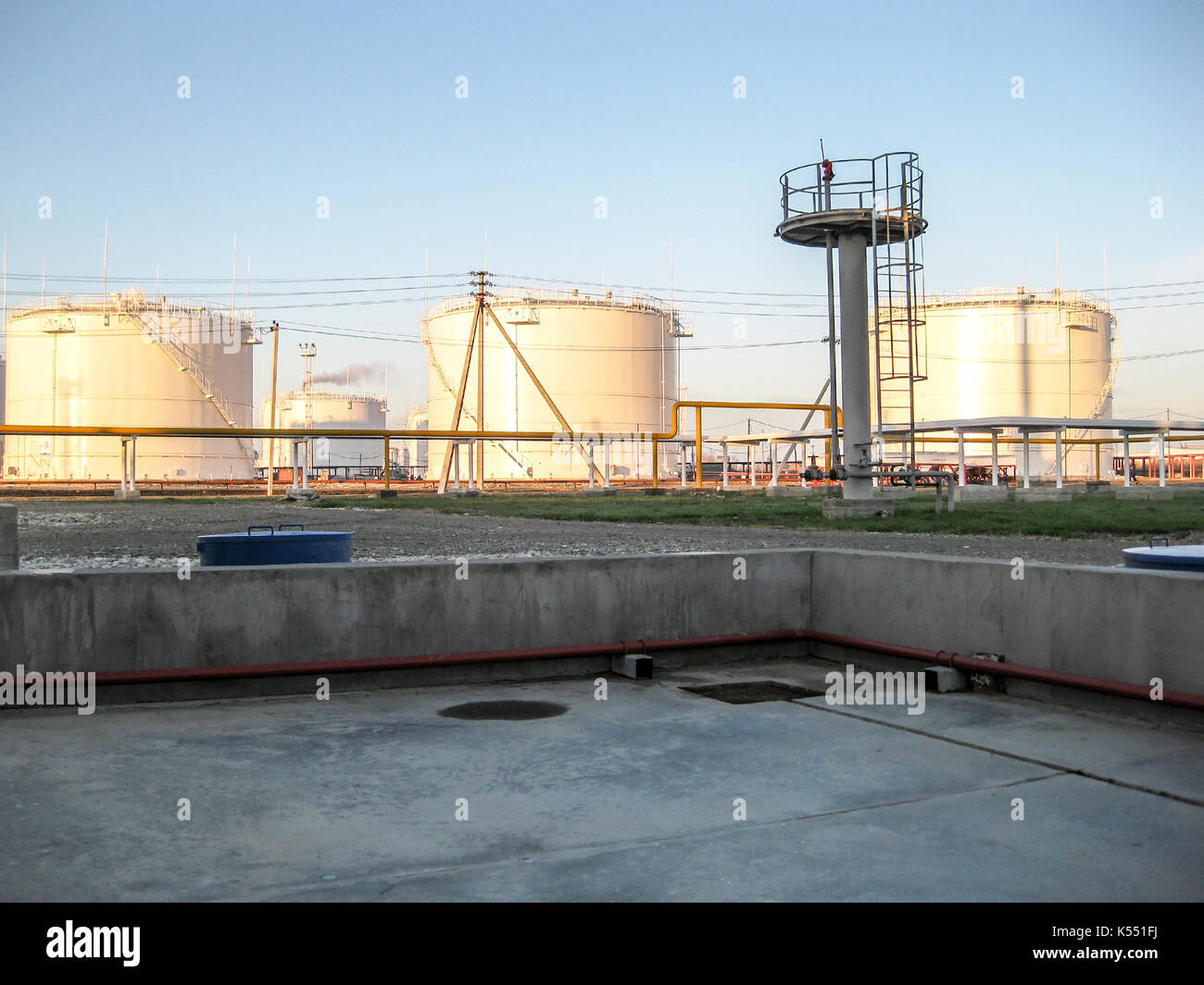 Storage tanks for petroleum products. Equipment refinery Stock Photo ...