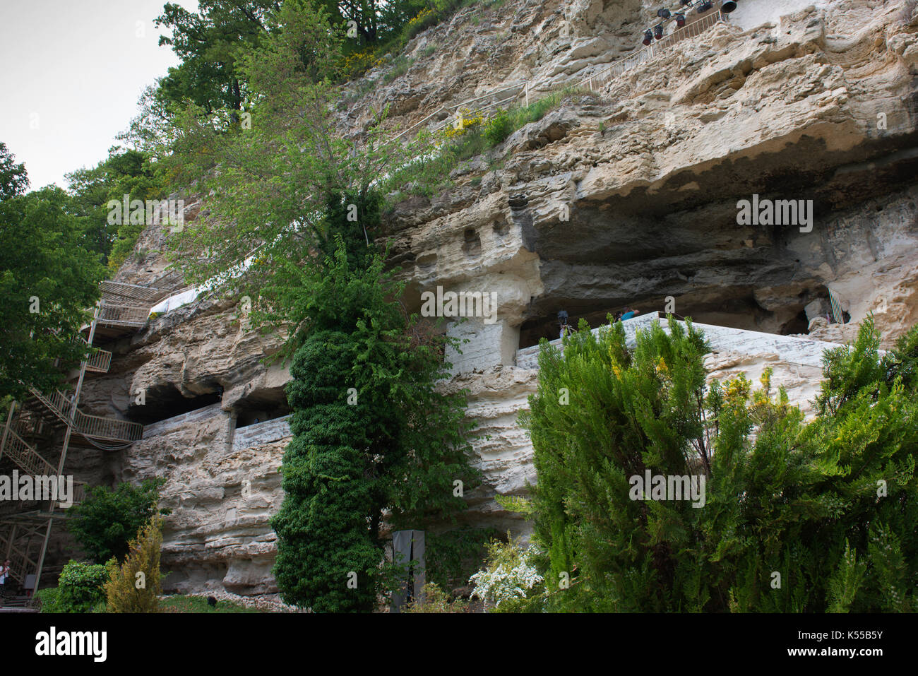 View of the Aladzha Monastery, a cave complex monastery active during ...