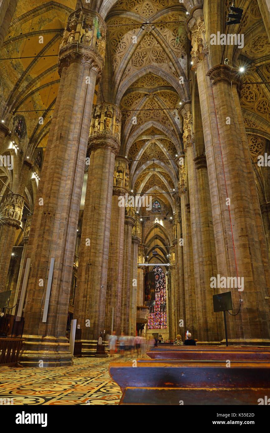 Interior of the Milan Cathedral (Duomo di Milano) in Milan, Italy Stock ...