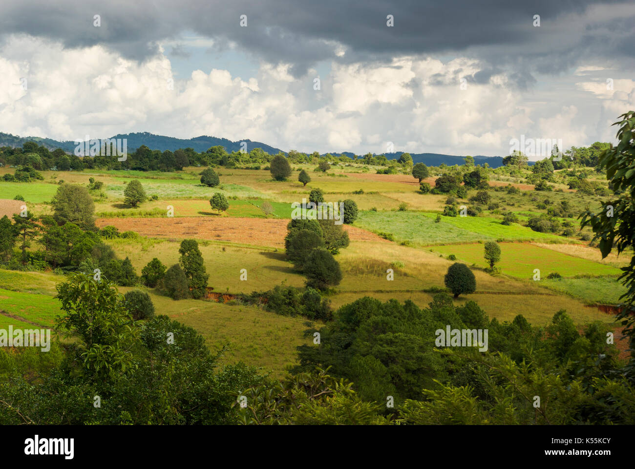 Landscape of farmland, Shan State, Burma, Myanmar, South East Asia ...