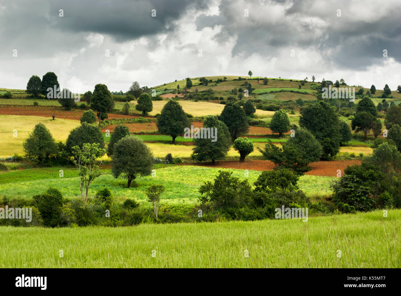 Landscape of farmland, Shan State, Burma, Myanmar, South East Asia ...