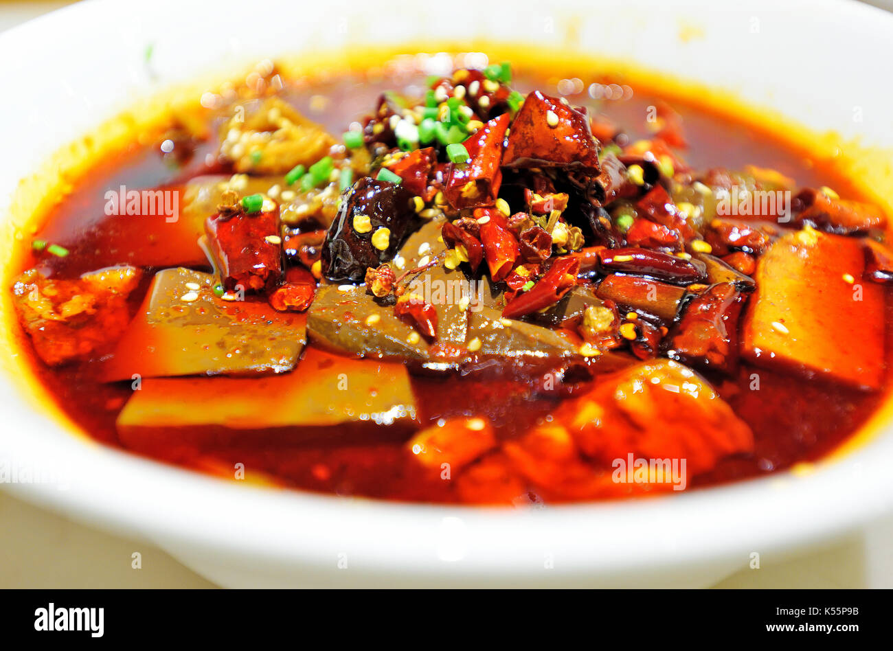 Chinese food,Duck Blood in Chili Sauce Stock Photo - Alamy