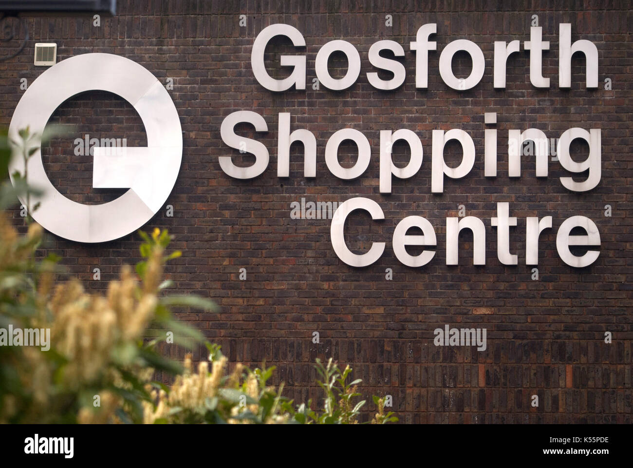 Gosforth shopping centre sign, Tyne and Wear Stock Photo - Alamy