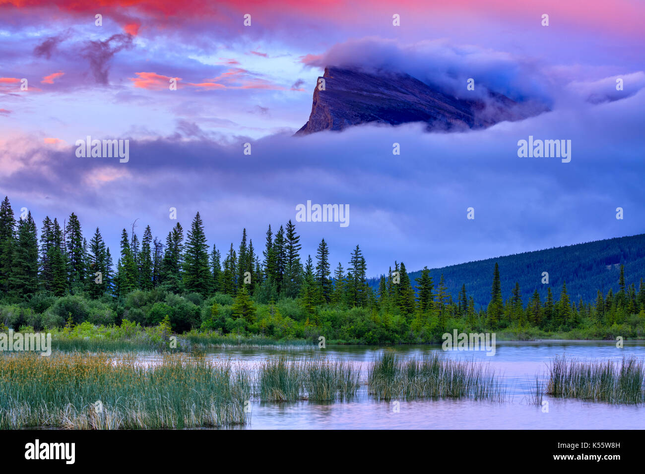 Mount Rundle and Vermilion Lakes in Banff National Park, Alberta Canada ...