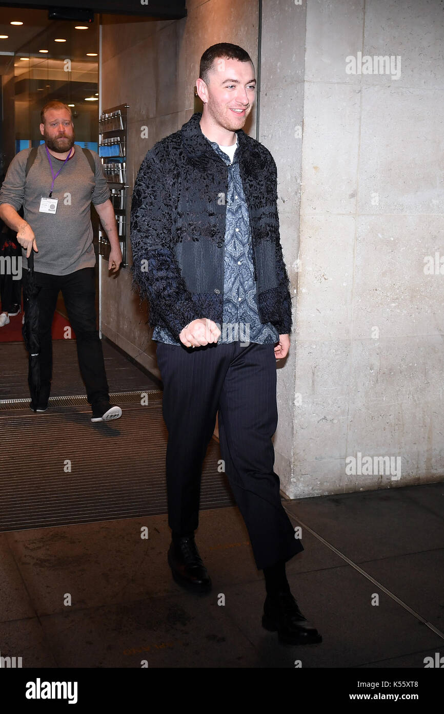 Sam Smith outside BBC Broadcasting House in London, where he appeared ...