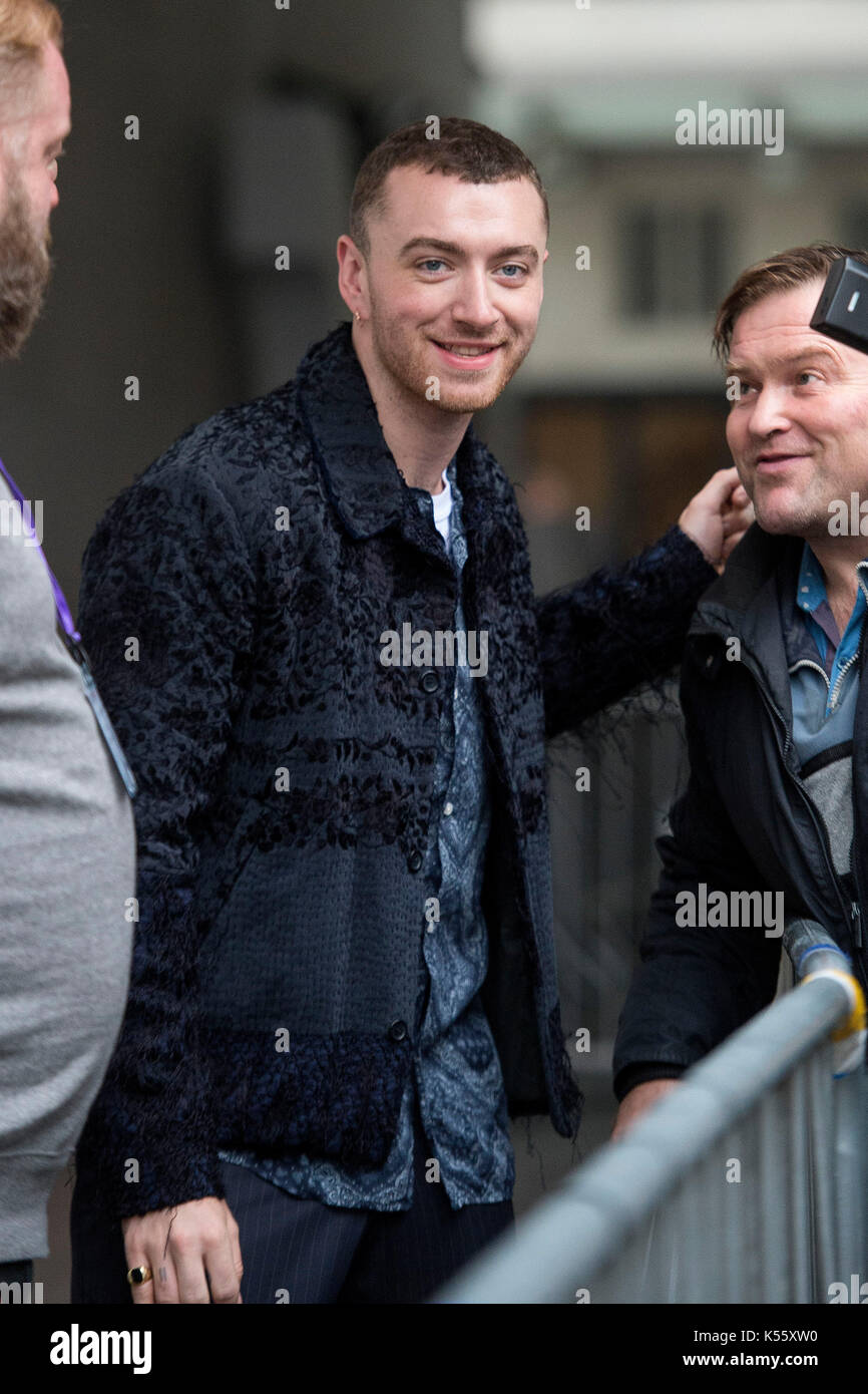 Sam Smith outside BBC Broadcasting House in London, where he appeared ...