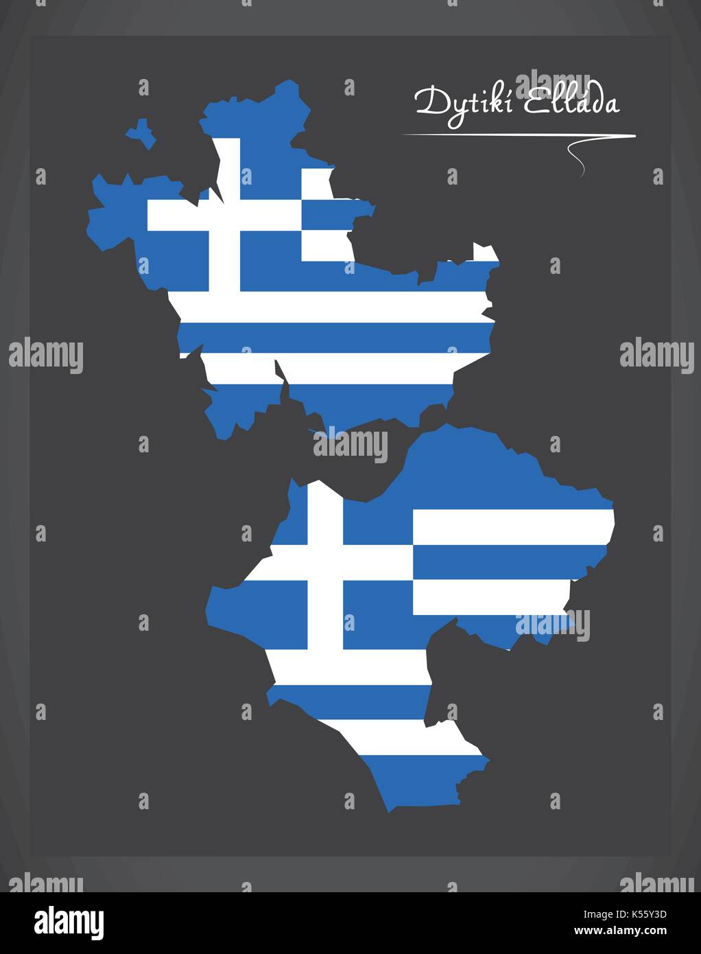 Dytiki Ellada map of Greece with Greek national flag illustration Stock ...