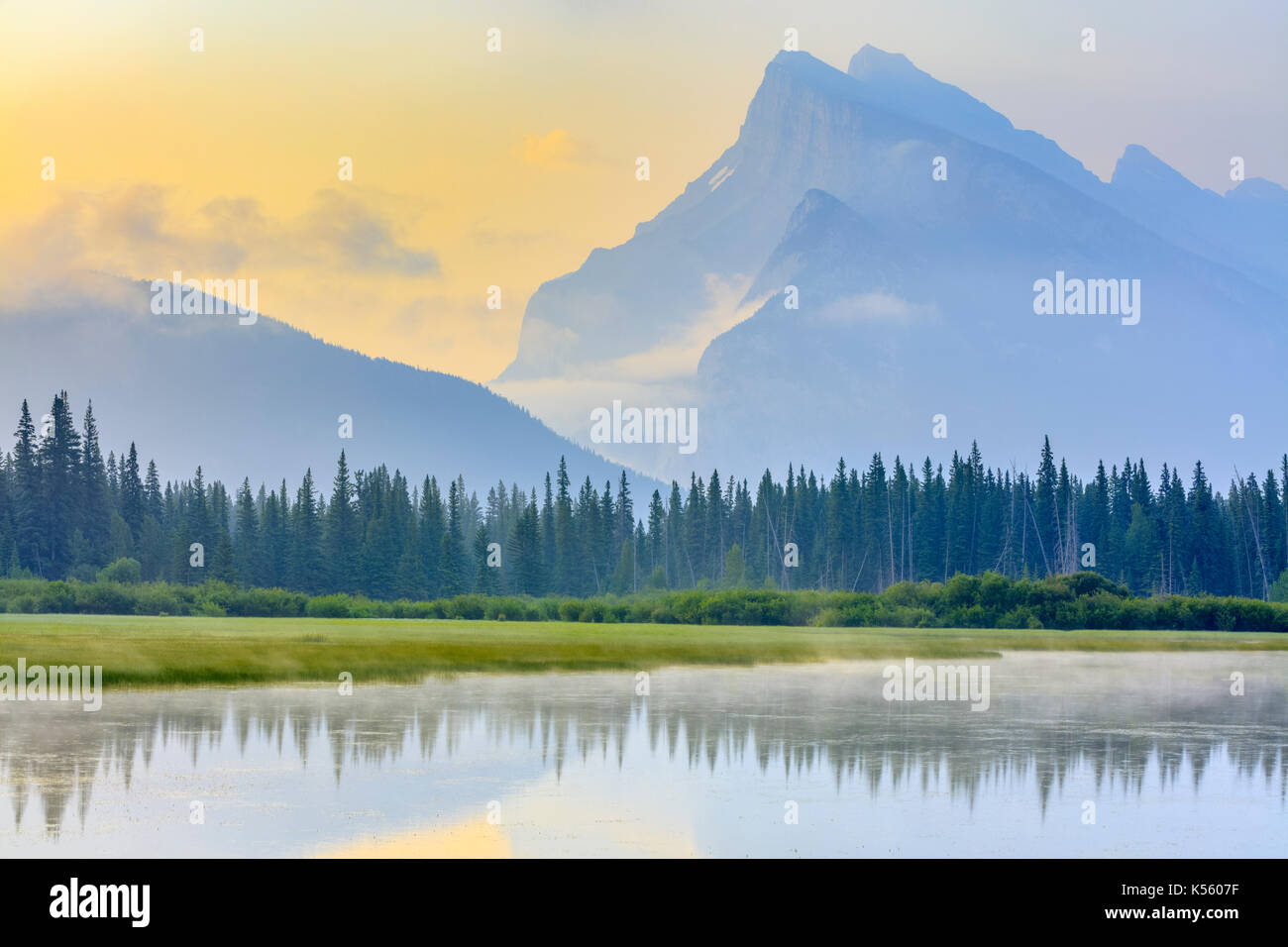 Mount Rundle and Vermilion Lakes in Banff National Park, Alberta Canada ...