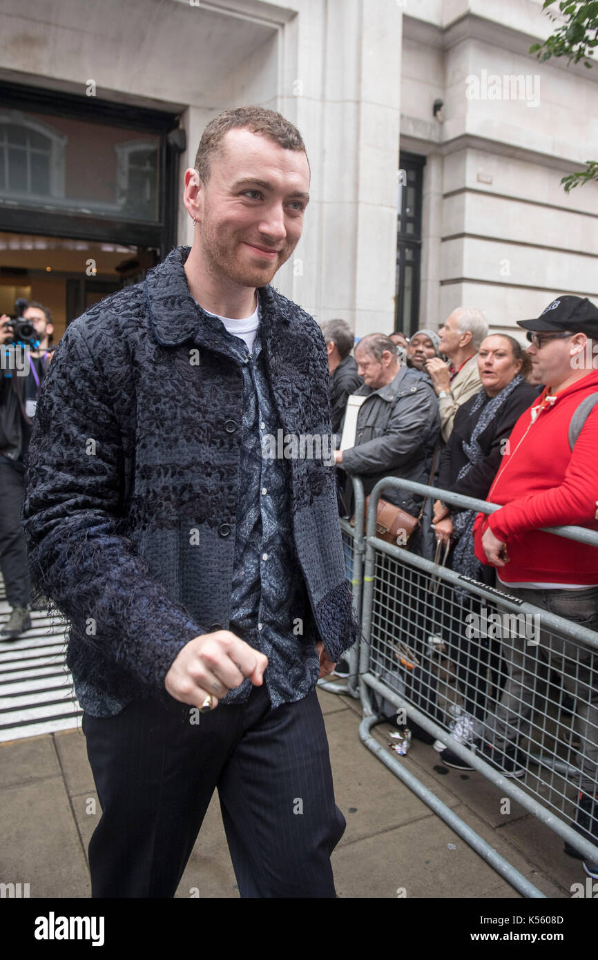Sam Smith outside BBC Broadcasting House in London, where he appeared ...