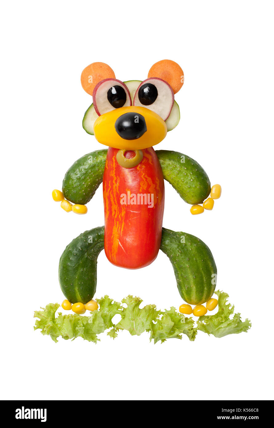 Bear made of vegetables on isolated background Stock Photo - Alamy