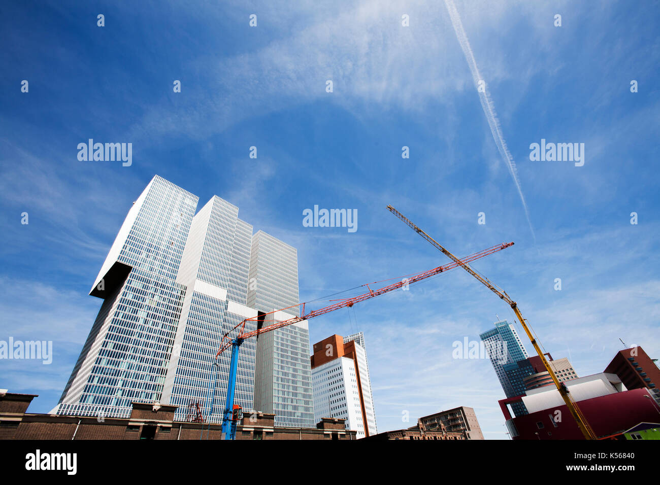 Construction site in Rotterdam, in the Netherlands, with modern ...