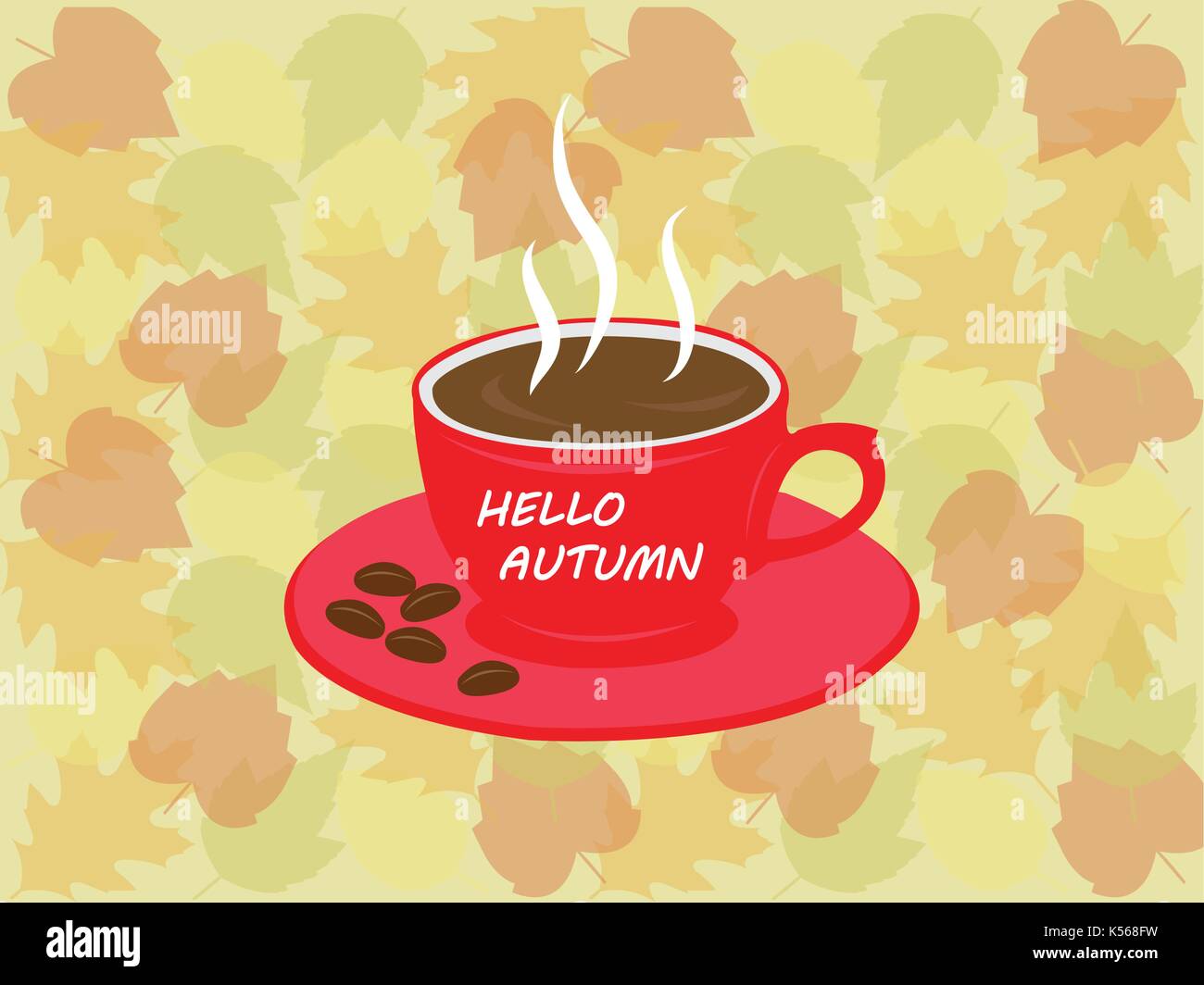 Hello Autumn coffee cup and leave background for autumn background ...