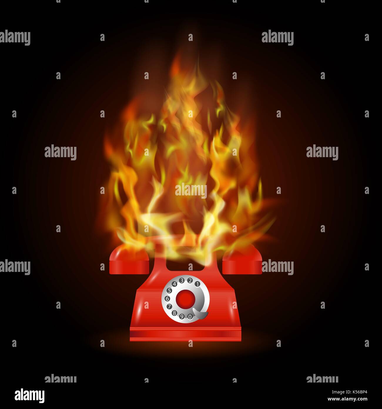 Burning Red Phone with Fire Flame Stock Vector Image & Art - Alamy