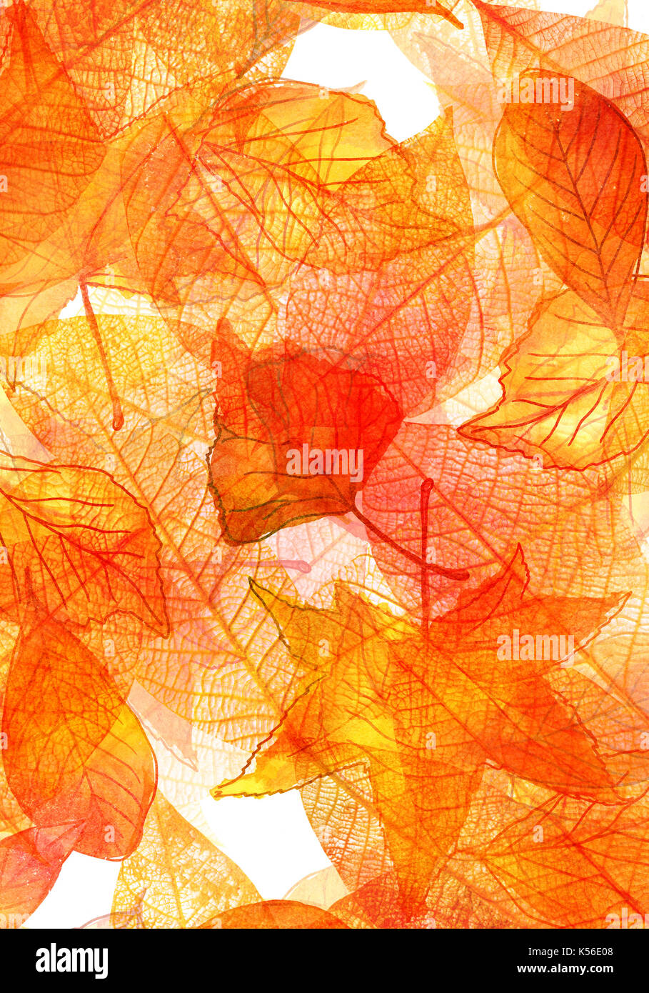 Autumn background with watercolor leaves Stock Photo - Alamy