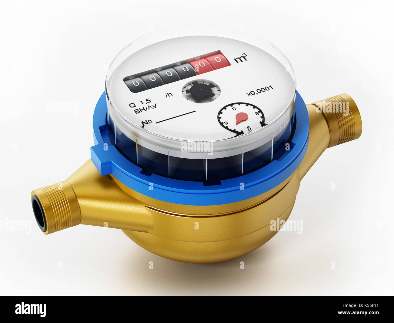 Water meter isolated on white background. 3D illustration Stock Photo ...