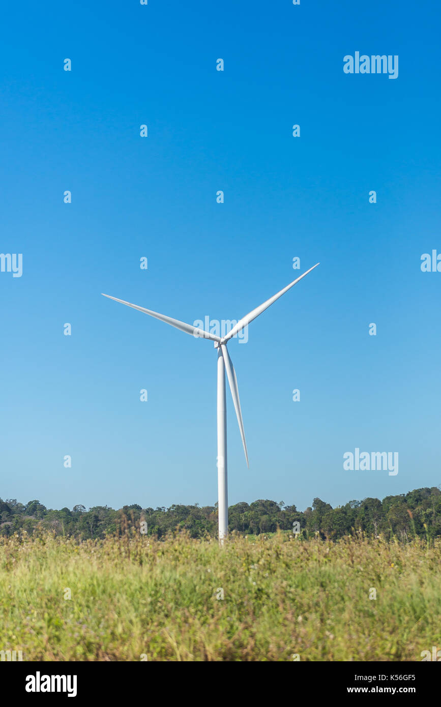 Wind turbine converts wind kinetic energy into electrical power. clean ...