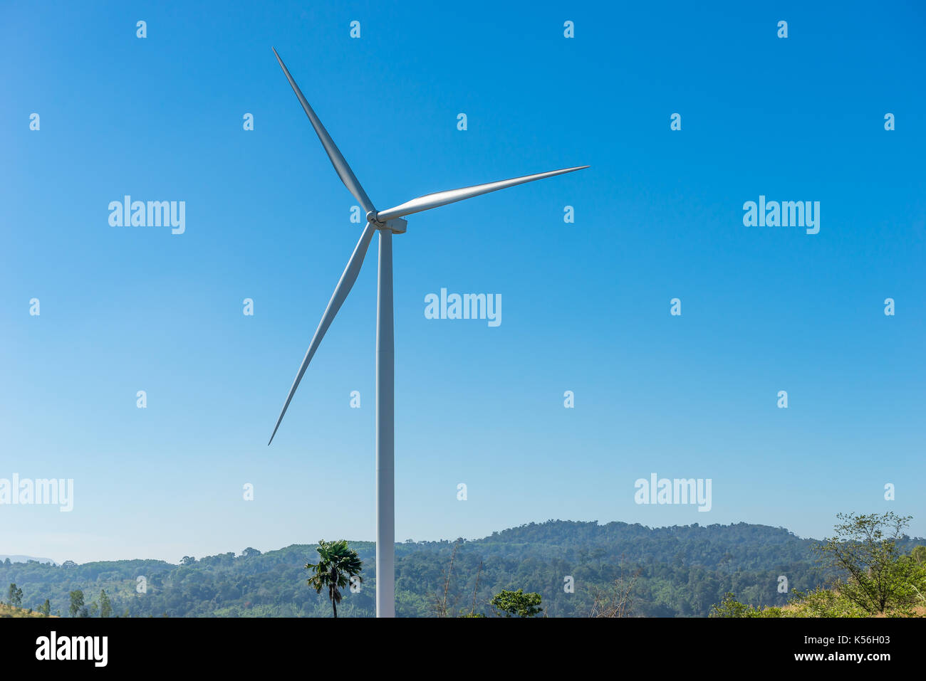 Wind turbine converts wind kinetic energy into electrical powerr. clean ...