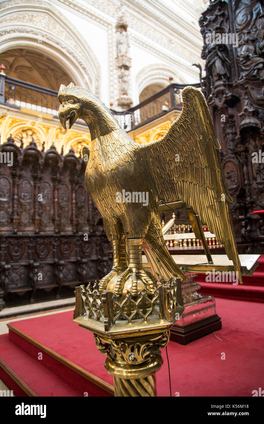 Brass eagle lectern inside the Catholic cathedral, former great mosque ...