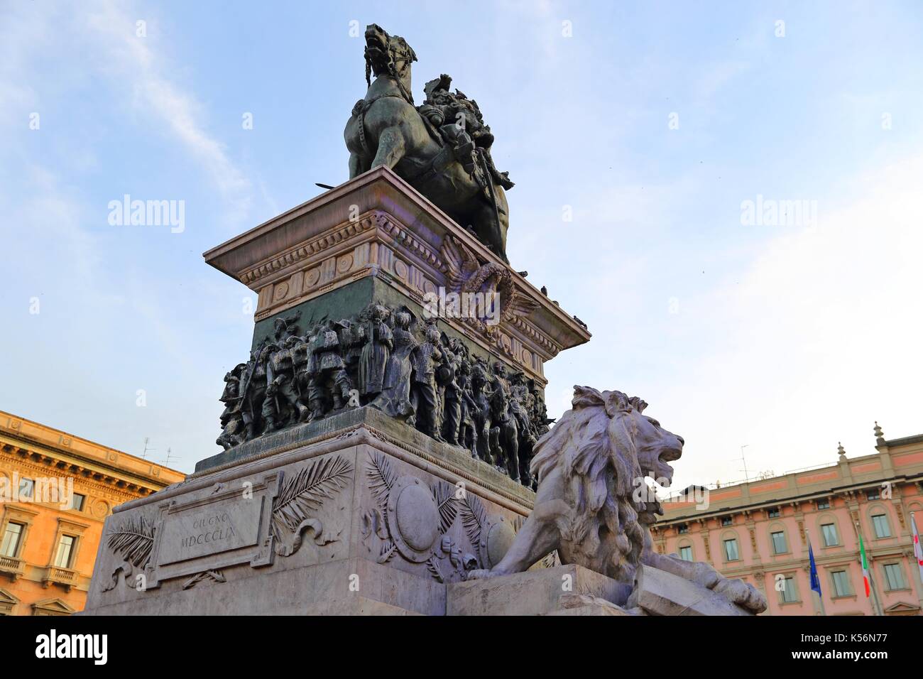 monument of Victor Emmanuel II on the Piazza del Duomo milan Stock ...