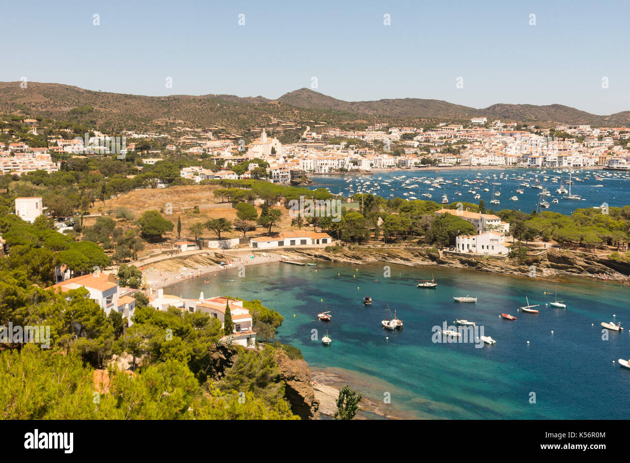 Panoramic view of the Spanish town of Cadaques,the famous small village ...