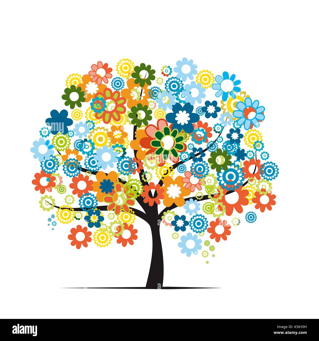 colorful summer tree on white background Stock Photo - Alamy