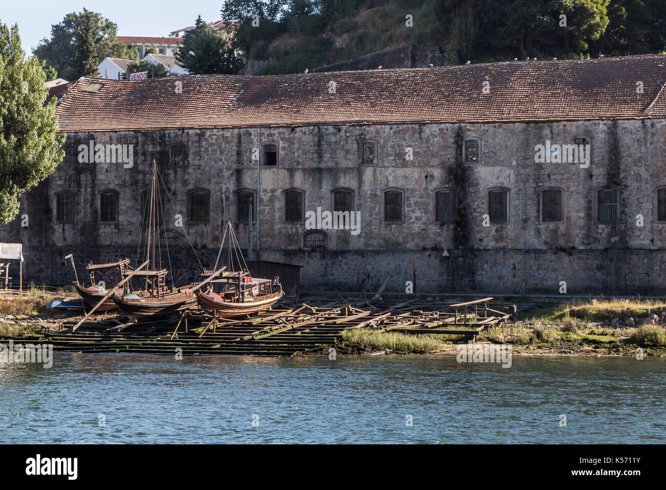 Wooden Slipway and Traditional Rabelo Boats on the Bank of the River ...