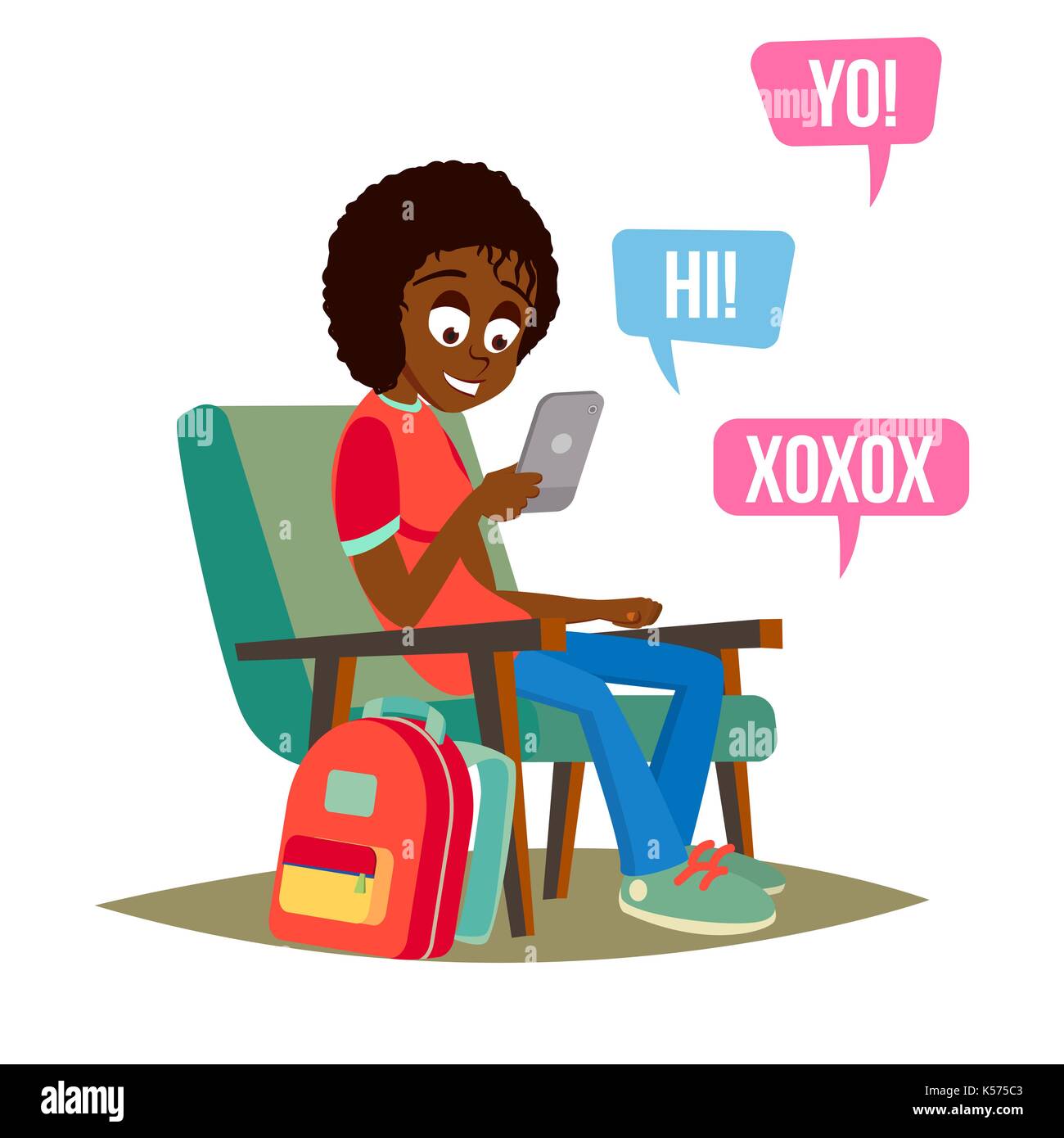 Trendy teen girl, computer Stock Vector Images - Alamy