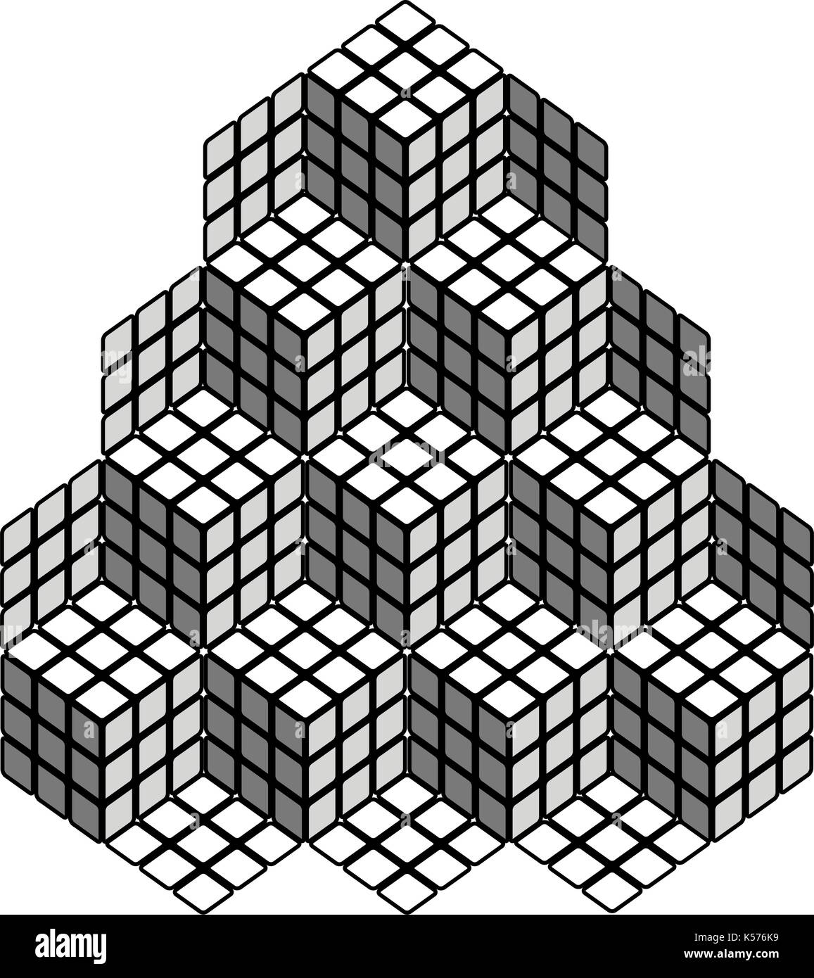 Optical illusion with cubes - are there 10 or 12 complete cubes Stock ...