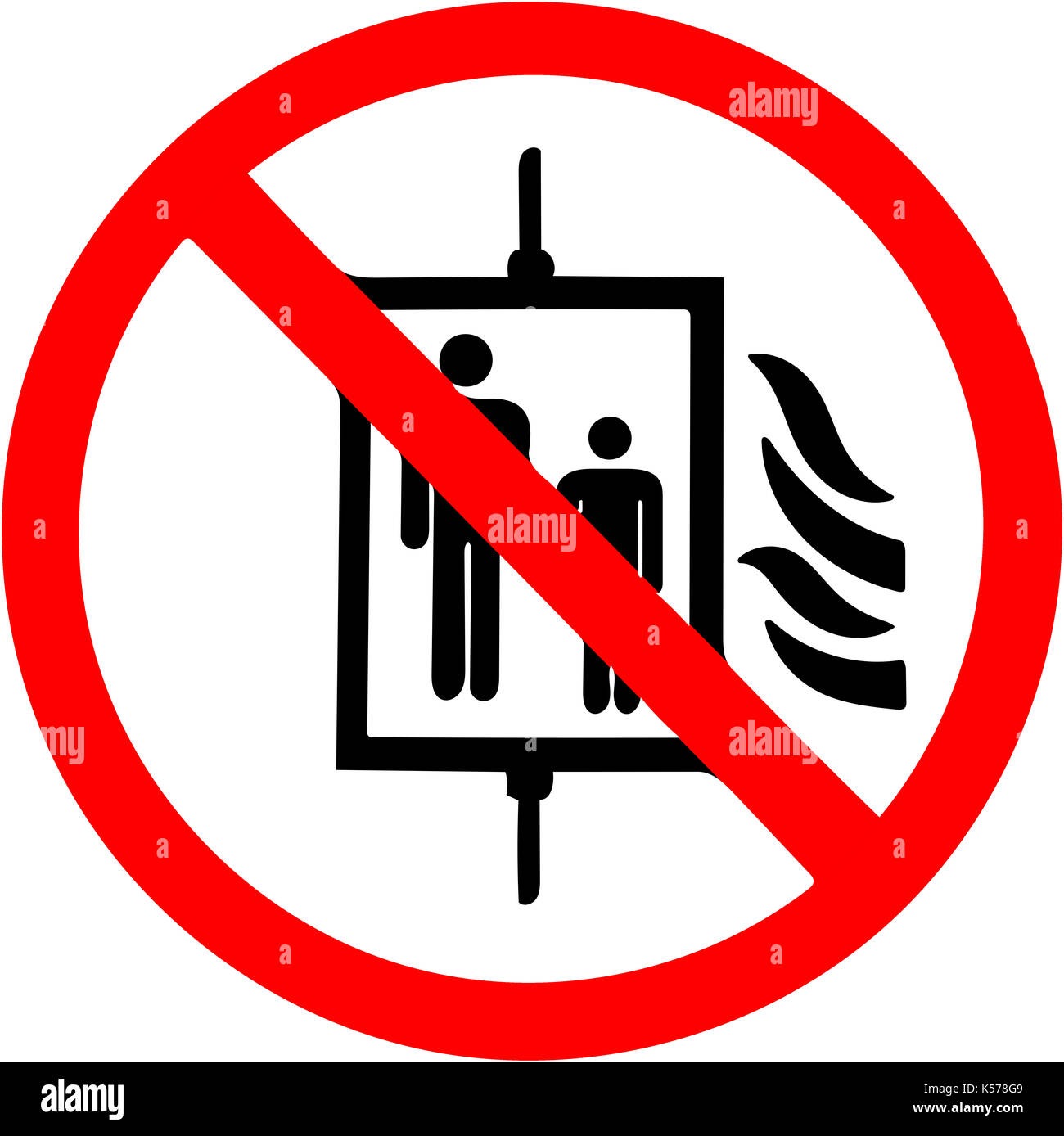 Do not use elevator in case of fire, earthquake Prohibition sign Stock ...