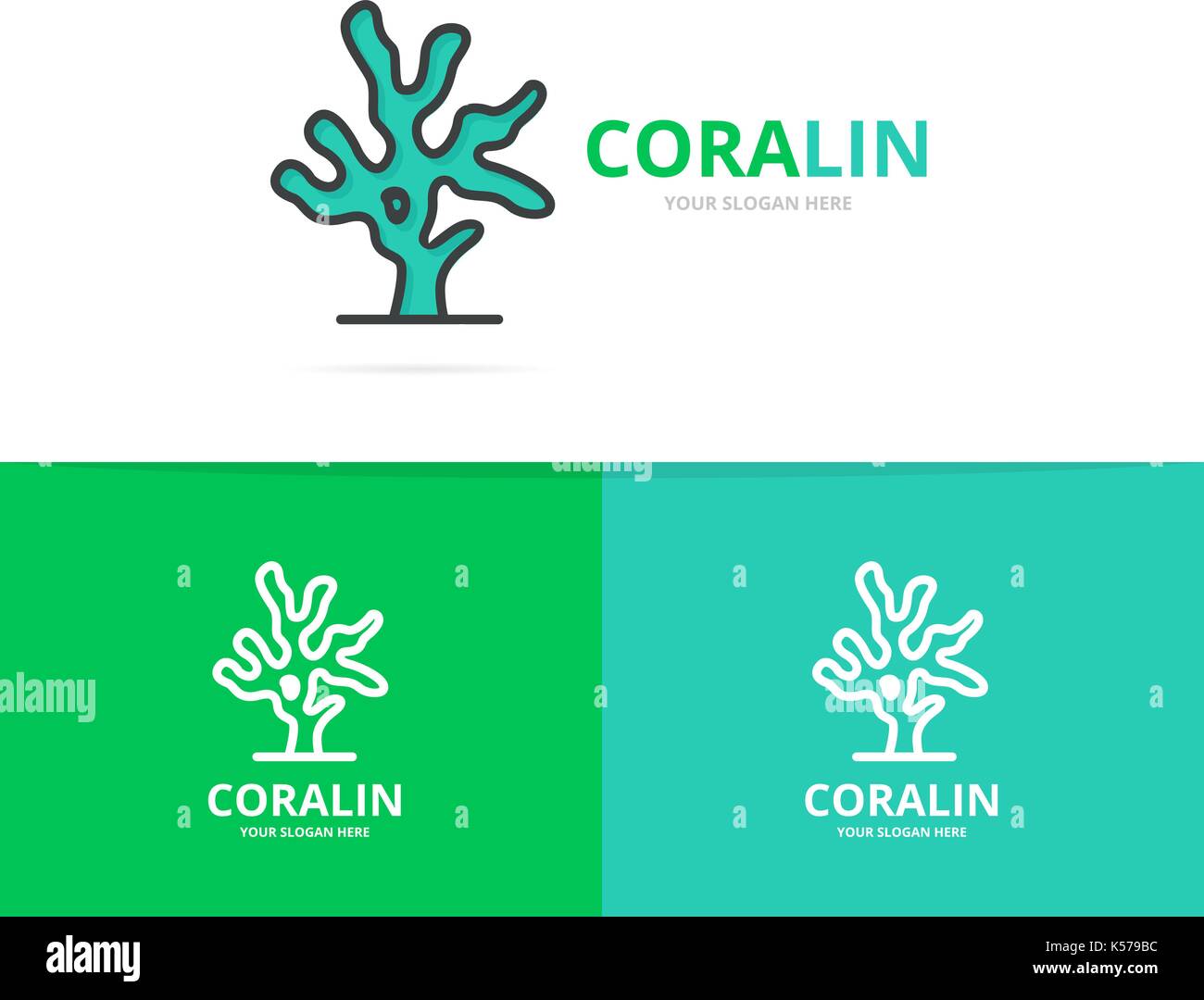 Vector of coral logo. Unique reef and seafood logotype design template ...