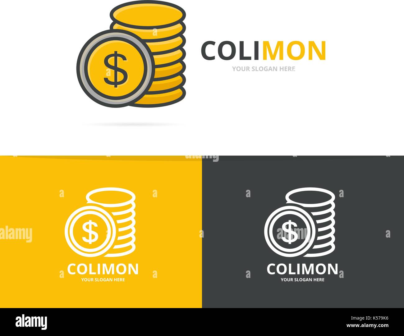 Vector of gold coin logo. Unique cash and bank logotype design template ...