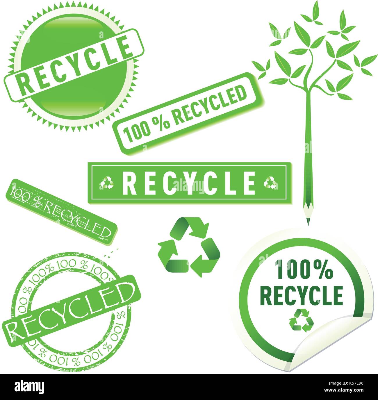 Set of green recycle labels Stock Vector Image & Art - Alamy