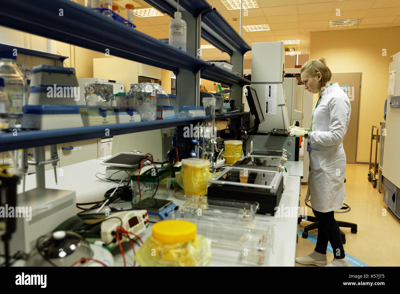 St. Petersburg, Russia - November 16, 2016: Researcher at work in the ...