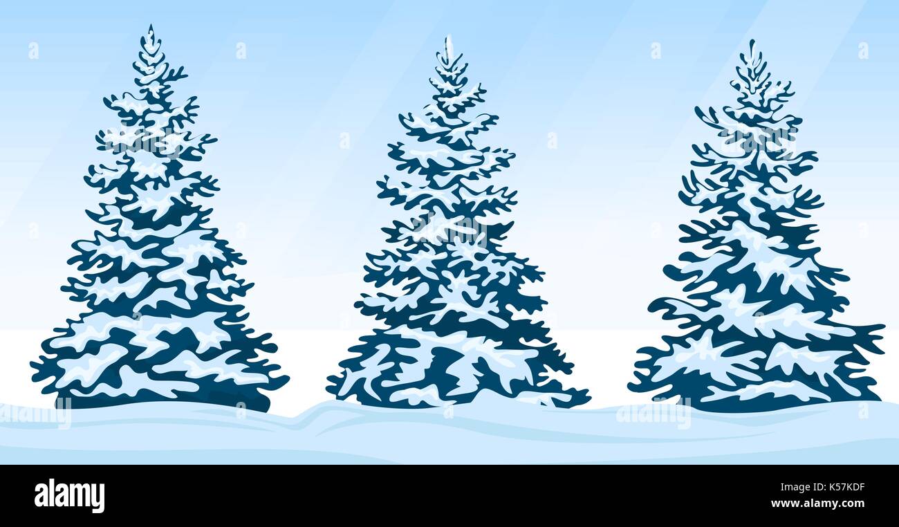 Snow covered tree landscape merry Stock Vector Images - Alamy